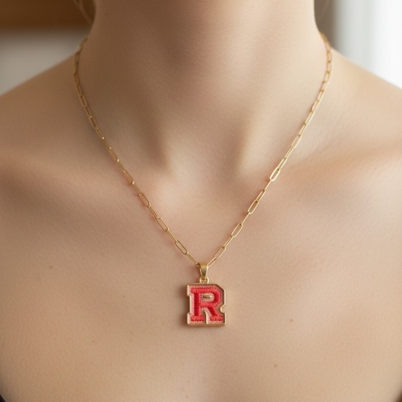 Jewelry | B1g1 Free Gold Necklace With Coral R Pendant | Poshmark